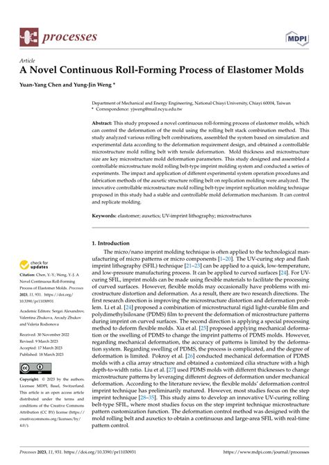 Pdf A Novel Continuous Roll Forming Process Of Elastomer Molds