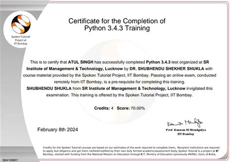 Iitbombay Spokentutorial Python Certification Linkedin Atul Singh