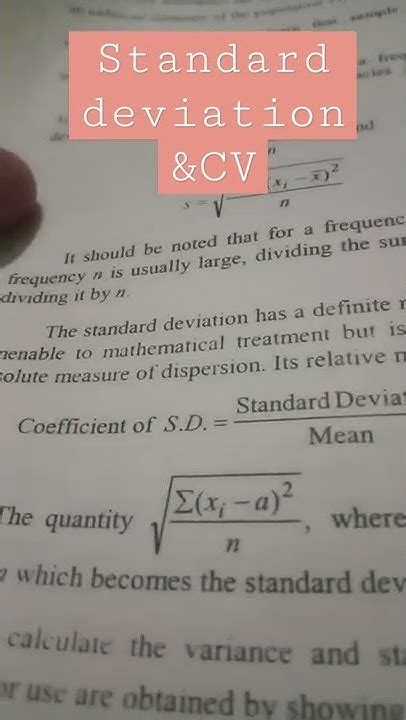 Standrad Deviation And Coefficient Of Standard Deviation Statistics Standard Dispersion