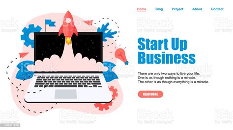 웹 페이지 템플릿입니다 새로운 온라인 비즈니스의 시작 개념 launch party에 대한 스톡 벡터 아트 및 기타 이미지