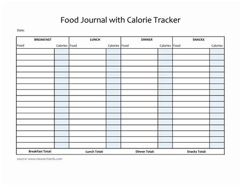 Free Excel Food Log Templates Free Excel Food Log Templates