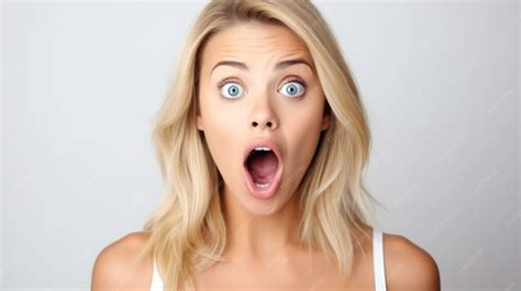 Premium Ai Image Beautiful Blonde Woman Expresses Surprise And Shock