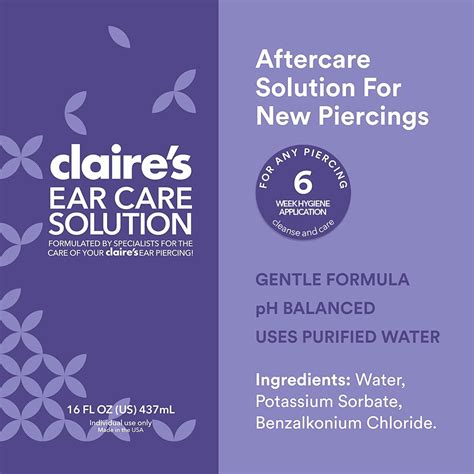 Claires Piercing Aftercare Saline Solution 16 Fl Oz Nose And Ear
