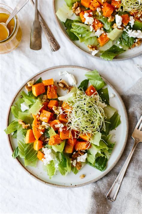 Roasted Butternut Squash Romaine And Goat Cheese Salad Downshiftology