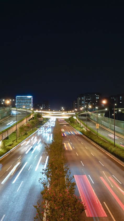 8k竖屏实拍城市高架夜景车流延时摄影视频实拍视频特效素材 千库网