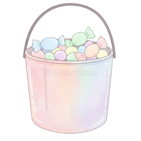 Pastel Rainbow Candy Filled Bucket Stock Illustration Illustration Of