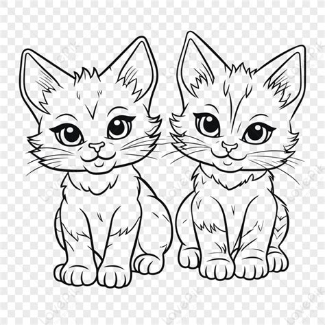 두 마리의 새끼 고양이 색칠 페이지 새끼 고양이 색칠 페이지 개요 스케치 드로잉 벡터흰개미과개요 예술 Png 일러스트 무료