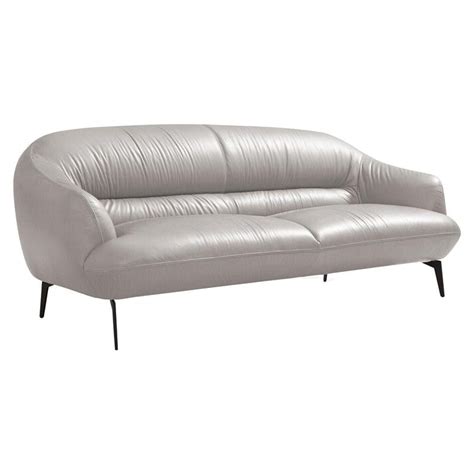 Acme Leonia Upholstery Sofa With Sloped Arms In Taupe Leather Cymax