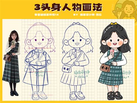 3头身可可爱爱人物画法分享 西瓜原创插画教程 Design By 插画设计师 西瓜