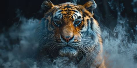 Tiger In Smoke A Mystical Gaze Created By Generative Artificial