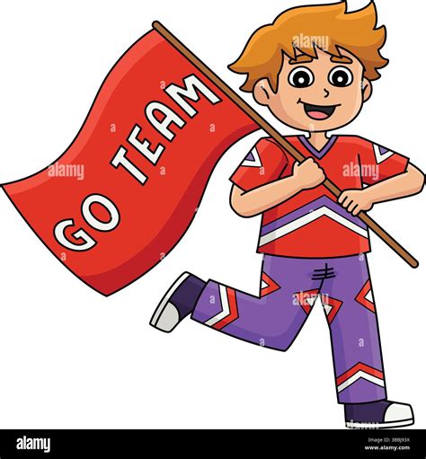 Male Cheerleader Holding A Flag Cartoon Clipart Stock Vector Image