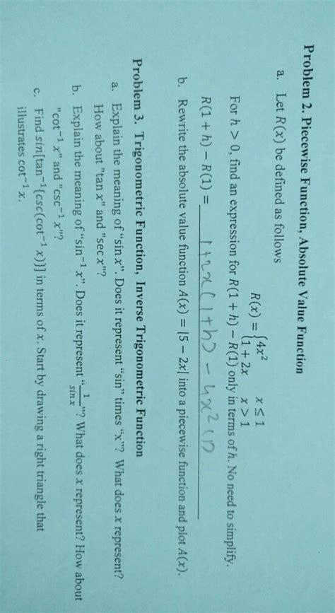 Solved Problem 2 Piecewise Function Absolute Value