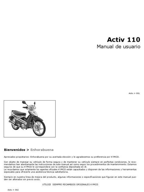 Manual De Usuario Kymco Activ 110 Pdf Neumático Motocicleta