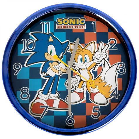Sonic 871758 Sonic The Hedgehog And Tails Checkered Wall Clock Blue