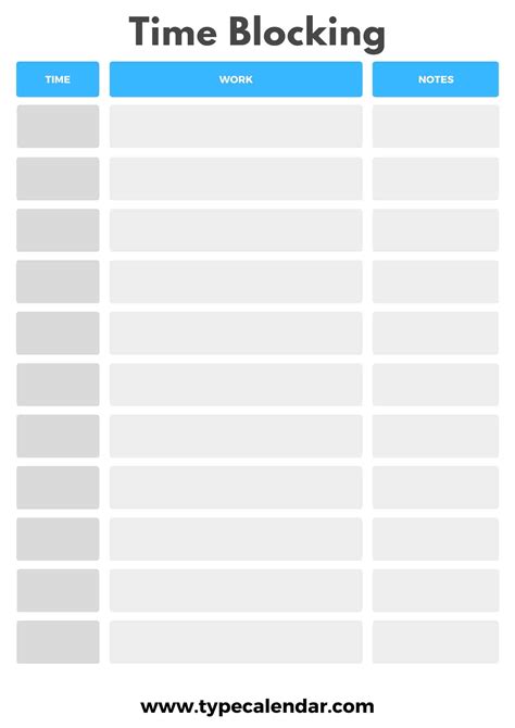 Printable Time Blocking Template