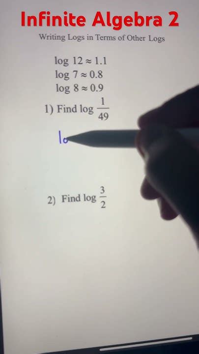 Rewriting Logs In Terms Of Other Logs Infinite Algebra 2 Algebra2