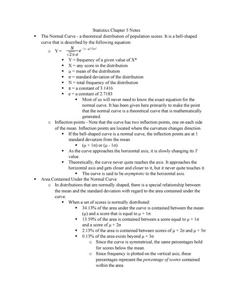 Statistics Chapter 5 Notes Statistics Chapter 5 Notes The Normal