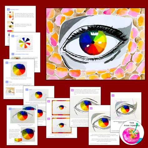 Color Wheel Eye Art Lesson With Fun Process Art Watercolor Background