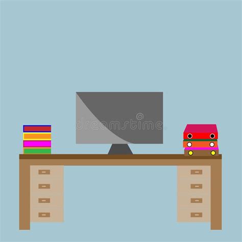 Office In The Room That Have Computer And Dest Stock Illustration