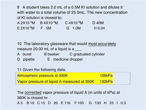 Solved Consider This Equation P A E Hvap Rt 6 Under Which