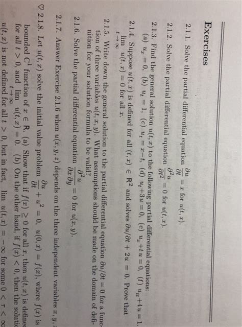 Solved Exercises 211 Solve The Partial Differential