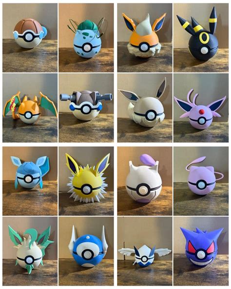 3d Printed Pokemon Character Themed Pokeballs Squirtle Bulbasaur