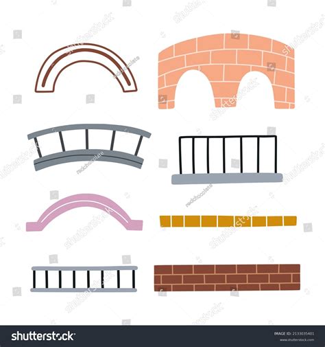 Bridge Vector Set Cute Bridges Architectural Stock Vector Royalty Free
