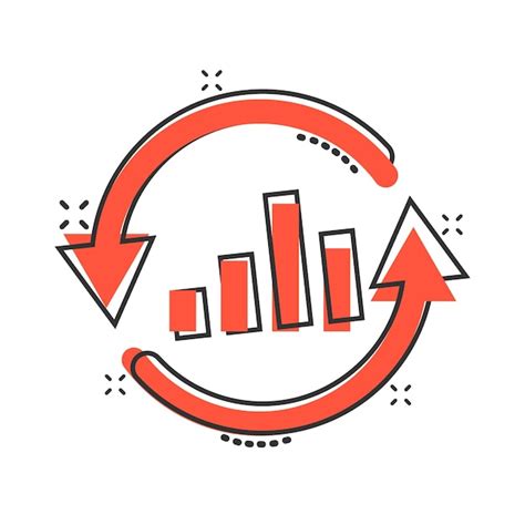 Premium Vector Growing Bar Graph Icon In Comic Style Increase Arrow
