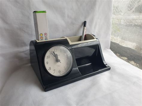 Desk Organizer With Clock Furniture And Home Living Home Decor Clocks