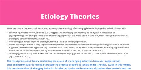 Etiology Behaviors Overview