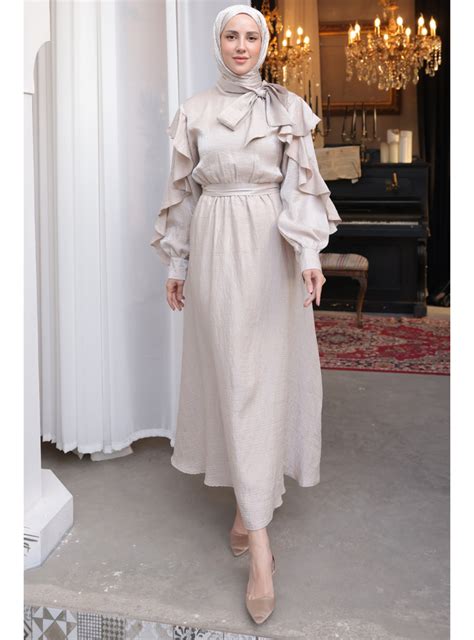 Stone Color Modest Dress