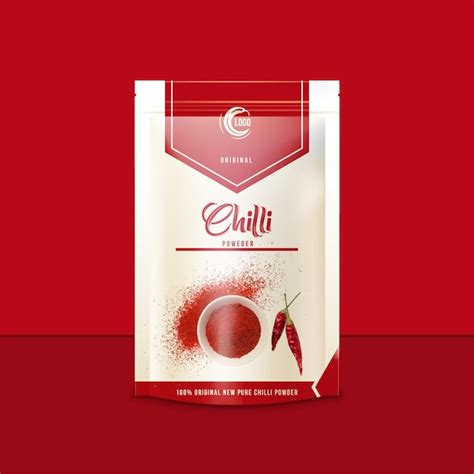 Premium Vector Chilli Pouch Packaging Realistic Mockup And Editable Vector Design