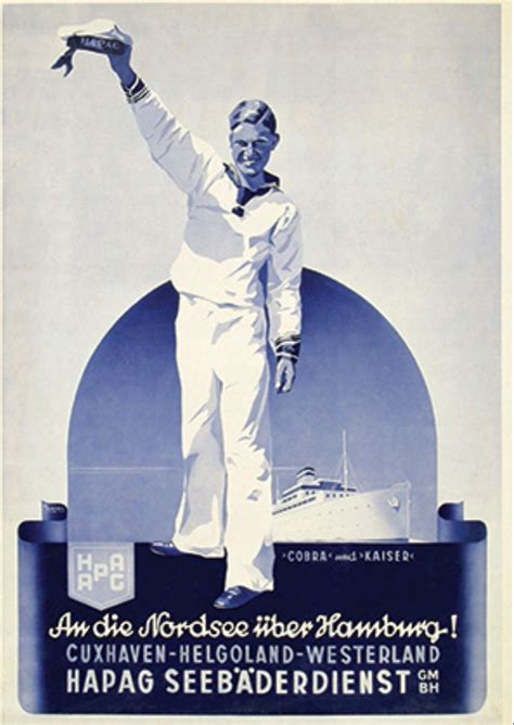 Hapag Seebäderdienst Bateaux Paquebot Affiche
