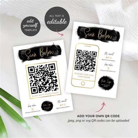 Qr Code Board Template Editable Qr Scan Sign Design Black And Gold Scan