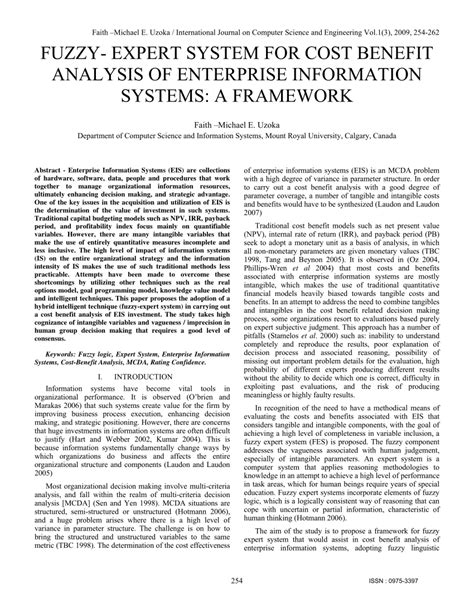 Pdf Fuzzy Expert System For Cost Benefit Analysis Of Enterprise
