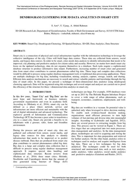 Dendrogram Clustering For 3d Data Analytics In Smart City Pdf Cluster Analysis Geomatics