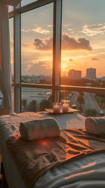 Premium Photo Sunset And Massage Bed Setup