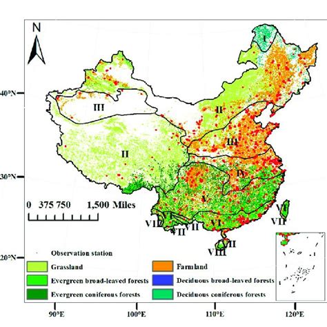 Spatial Coverage Map Of Six Major Ecosystem Types From China Cover