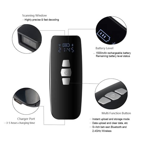 Portable 2d Bluetooth Wireless Barcode Qr Code Scanner Is 3200db Black Inkstation