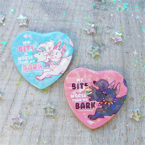 Cerberus Bite Worse Than My Bark Statement Holographic Tin Badge Cindacry Illustrations