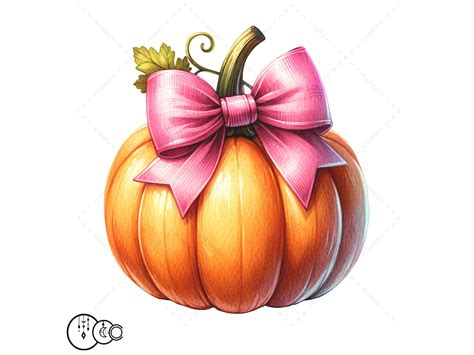 Pretty Pink Pumpkin With Bow Png Graphic By Cutecutco · Creative Fabrica