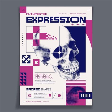 브루탈리스트 포스터 디자인 템플릿 프리미엄 벡터