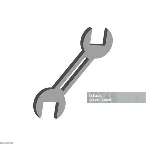 렌치 아이콘3d 벡터 일러스트레이션 및 등각 투영 뷰 3차원 형태에 대한 스톡 벡터 아트 및 기타 이미지 3차원 형태 강철 개발 Istock