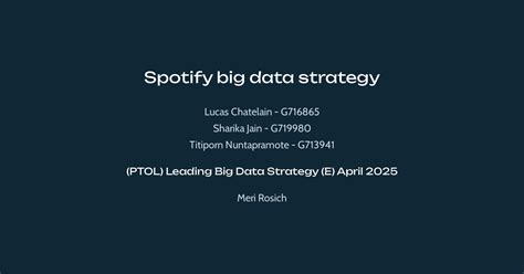 Spotify Big Data Strategy