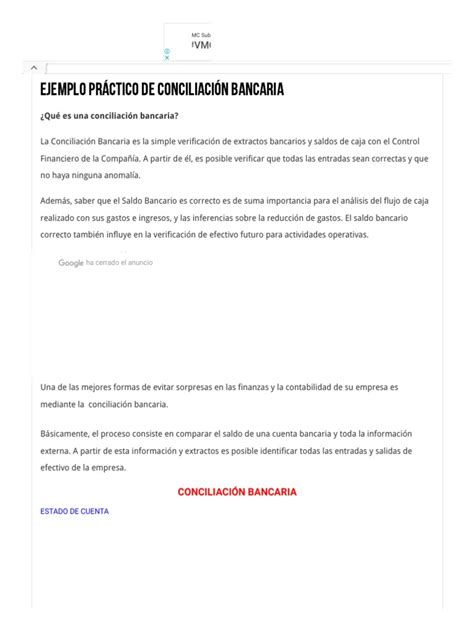 Ejemplo Práctico De Conciliación Bancaria Club Contable Pdf