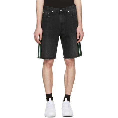 Msgm Black Side Stripes Denim Shorts Msgm