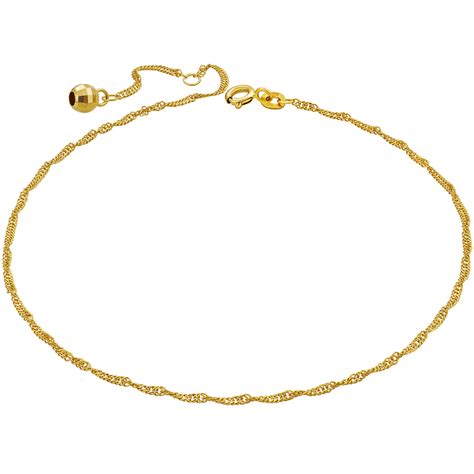 Elegante Fußkette Damen Singapurkette Mit Kugel 14mm 585 Echtgold