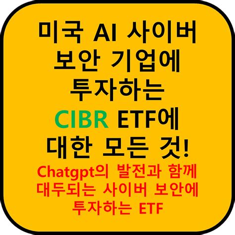Cibr Etf에 대한 설명 미국 Ai 사이버 보안 관련 주식 기업 Etf에 대한 모든 것cibr Vs Hack Vs