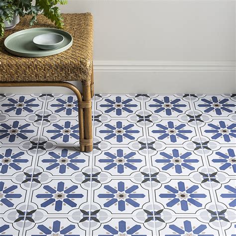 Stonehouse Studio Santana Cornflower Encaustic Effect Tiles 225 X 225mm