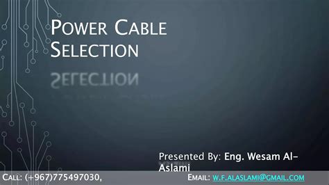 Power Cable Selection Cable Selection Methodology Ppsx